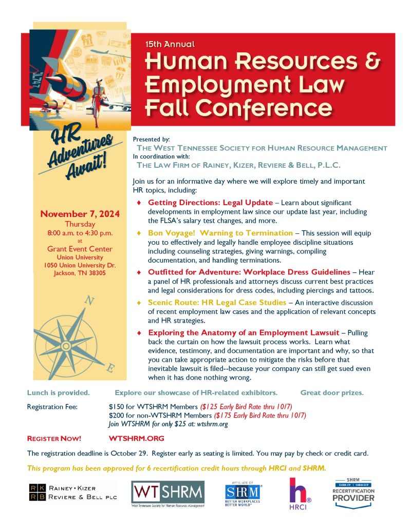 15th Annual Human Resources & Employment Law Fall Conference | Rainey ...