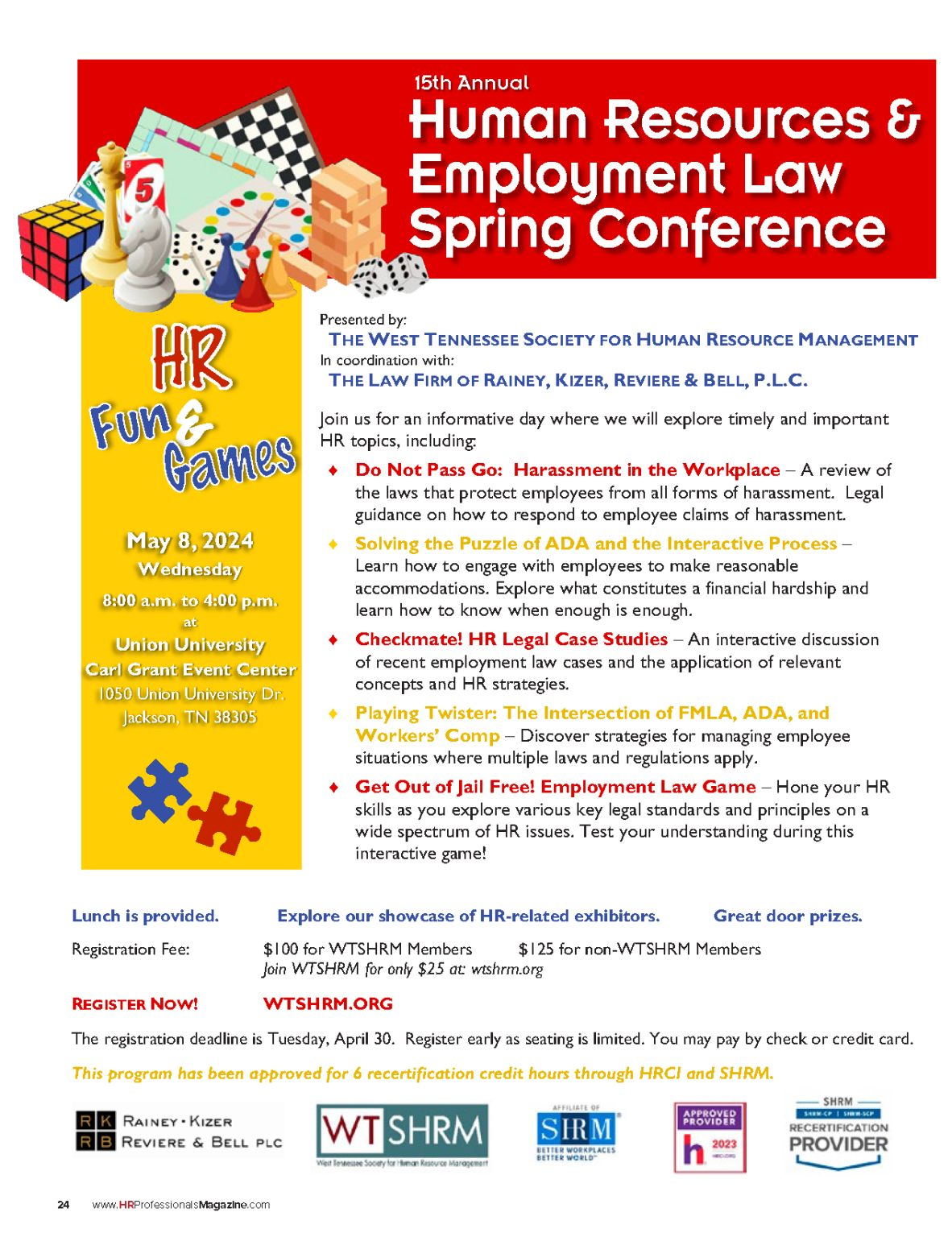 15th Annual Human Resources & Employment Law Spring Conference | Rainey ...